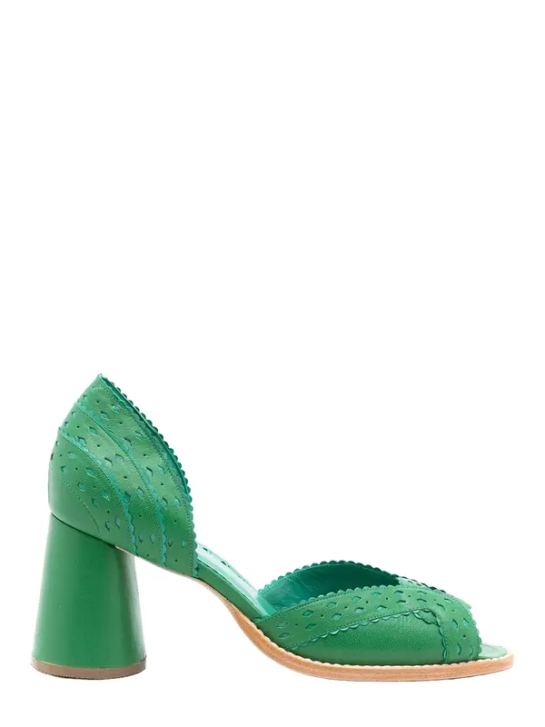 STUDIO CHOFAKIAN Secret Garden Leather Pumps - Green