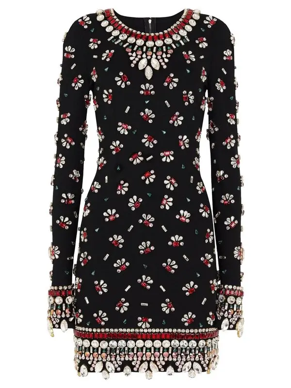 Dolce & Gabbana Embellished Long-sleeve Minidress - Black
