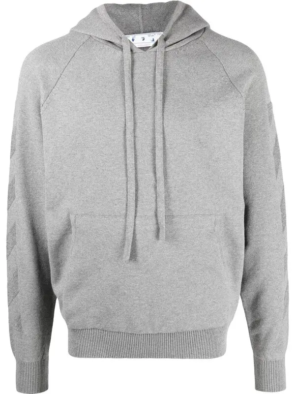 Off-White Knitted Logo Hoodie - Grey