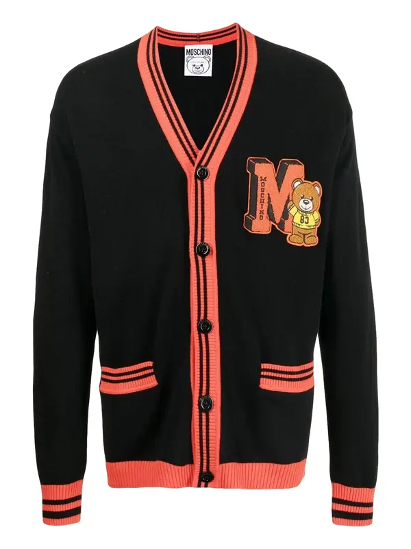 Moschino Embroidered Toy-bear Patch Cardigan - Black