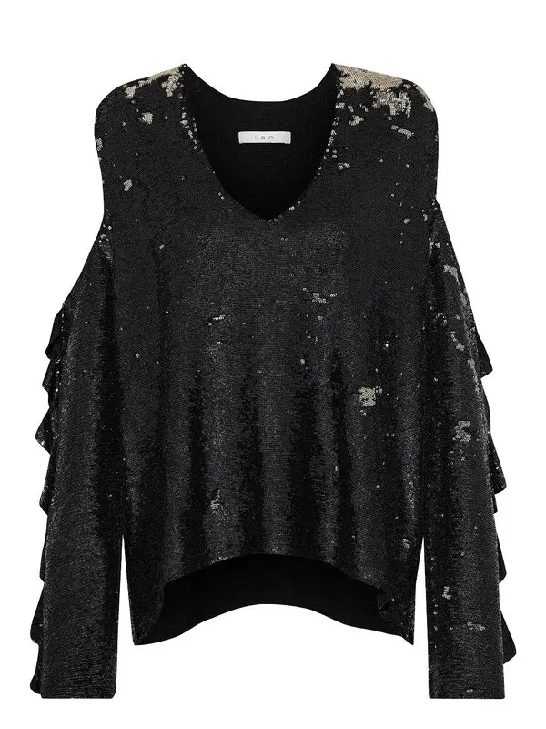 IRO PARIS Cold-shoulder Sequined Top - Black