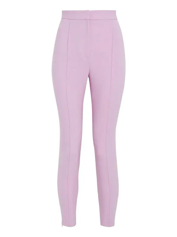 Oscar De La Renta Wool-blend Crepe Slim-leg Pants - Lilac
