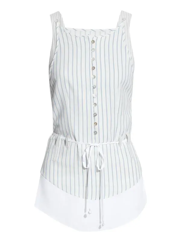 Altuzarra Layered Striped Cotton And Linen-blend Top - Ivory