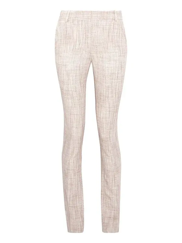 Victoria Beckham Mélange Woven Slim-leg Trousers - Beige