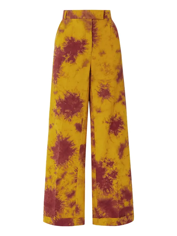 LUKHANYO MDINGI The Vanguard Pleated Tie-dyed Cotton Pants - Brown