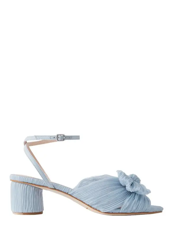 LOEFFLER RANDALL Dahlia Bow-embellished Plissé-organza Sandals - Blue