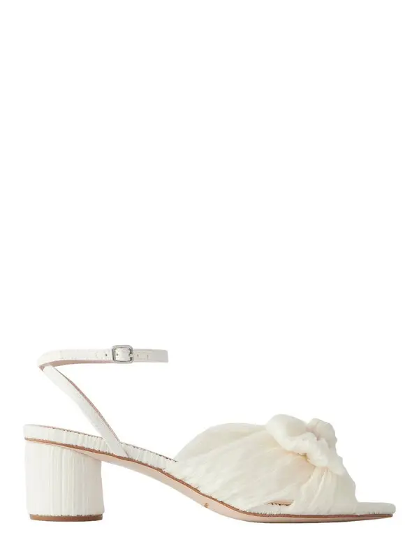 LOEFFLER RANDALL Dahlia Bow-embellished Plissé-organza Sandals - Neutrals