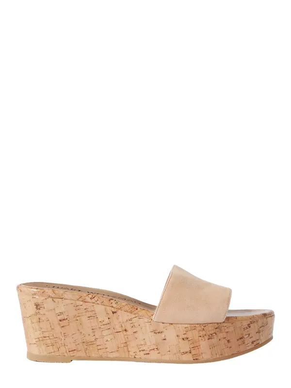 STUART WEITZMAN Summer Suede Wedge Sandals - Neutrals