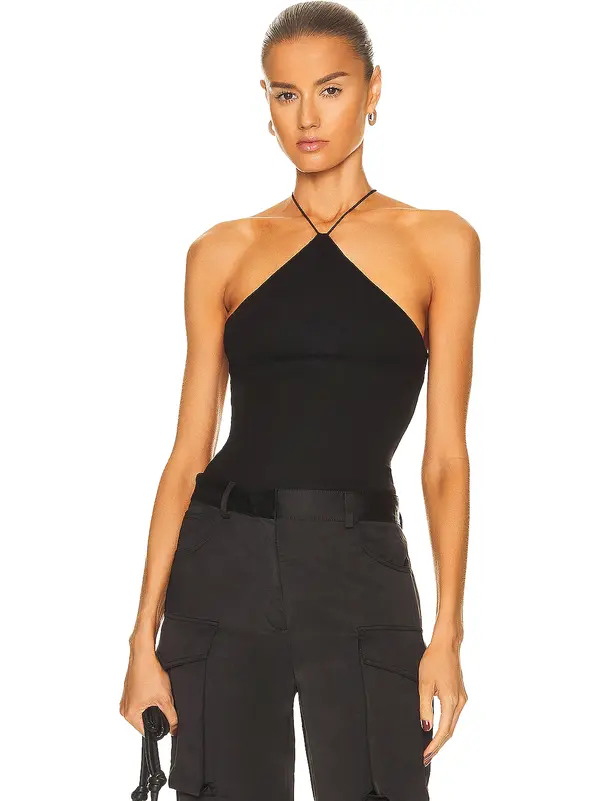 Enza Costa Stretch Silk Knit Halter Tank Top - Black