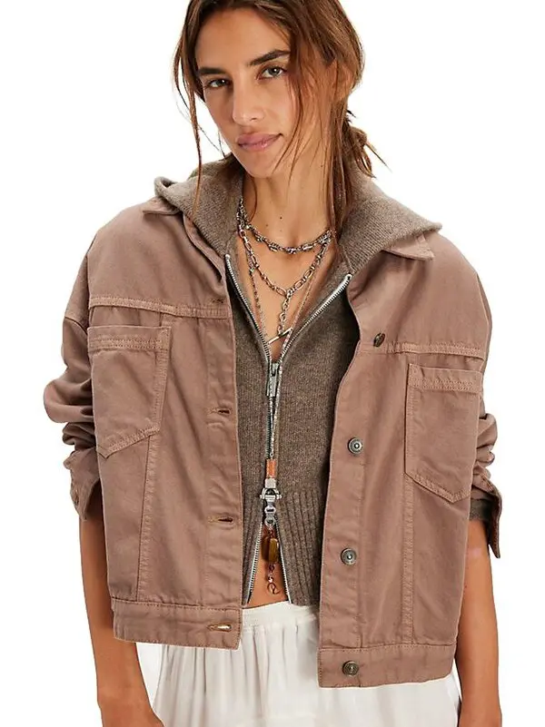 Free People We The Free Opal Swing Denim Jacket - Dusted Cocoa