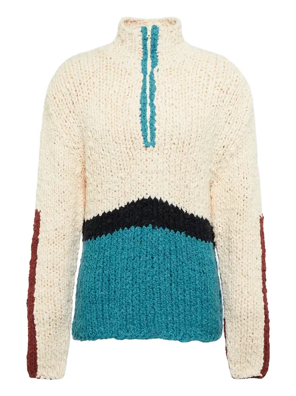 THE ELDER STATESMAN Block N Spiral Bouclé Sweater - White