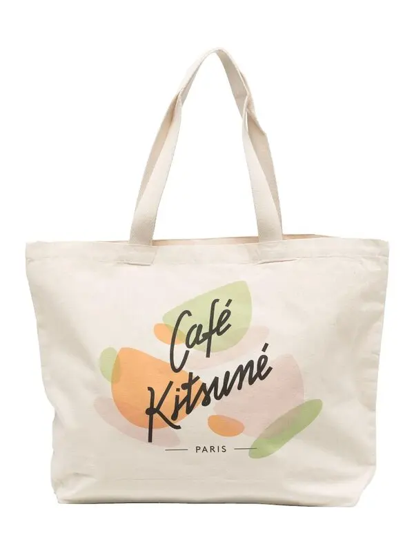 Maison Kitsuné Logo-print Tote Bag - Neutrals