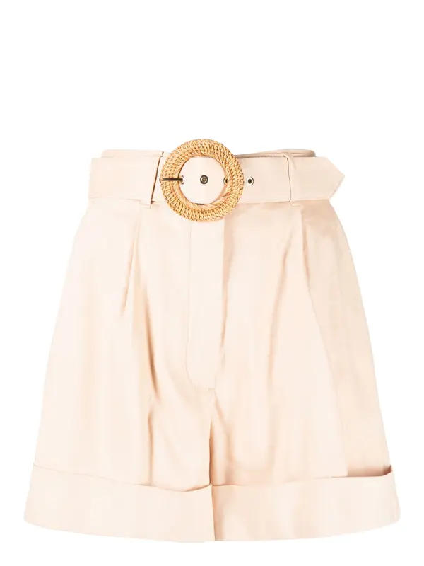 Zimmermann Dancer Belted Tailored Shorts - Neutrals