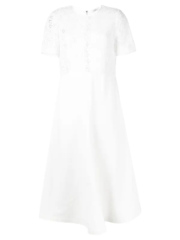 Goen.j Macramé-panel Midi Dress - White