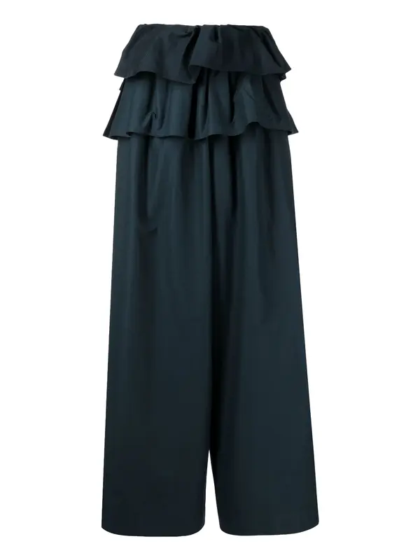 Goen.j Layered Ruffled Wide-leg Trousers - Blue