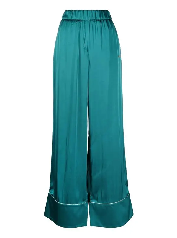 Off-White High-waisted Palazzo Trousers - Green