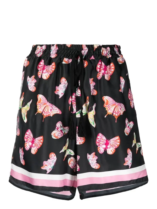 ERMANNO FIRENZE Butterfly-print Shorts - Black