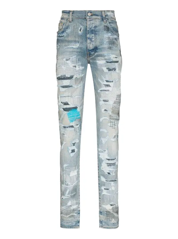 Amiri Distressed-finish Skinny Jeans - Blue