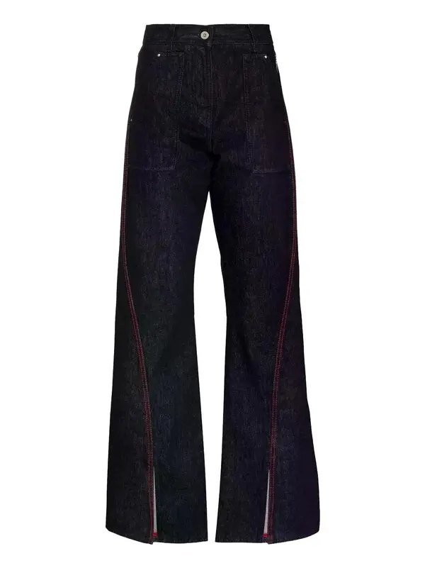 FERRAGAMO Front-slit Wide-leg Jeans - Blue