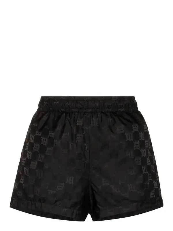 MISBHV Monogram-print Elasticated-waistband Shorts - Black