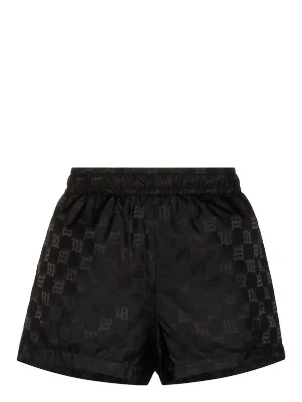MISBHV Monogram Print Elasticated Waistband Shorts - Black