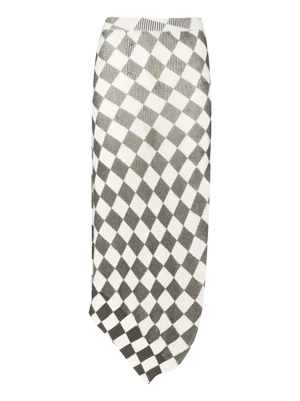 MAISON MARGIELA Checkerboard Asymmetric Skirt - Neutrals