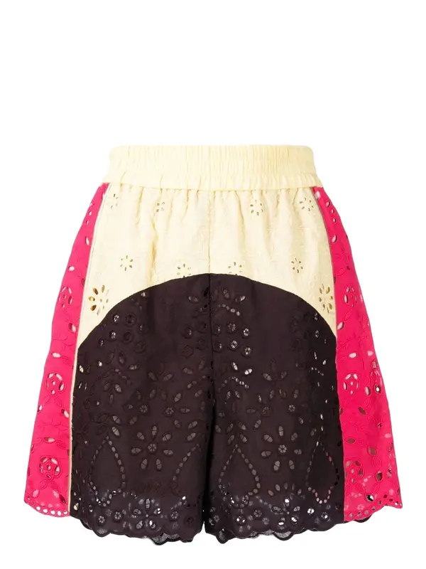 Goen.j Broderie-anglaise Floral-lace Track Shorts - Multicolour