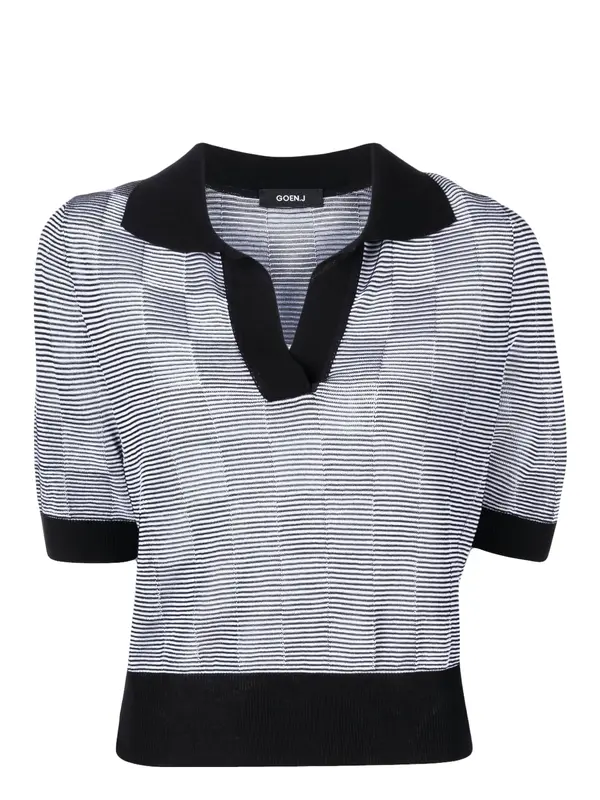 Goen.j Checkerboard-print Cropped Top - Black
