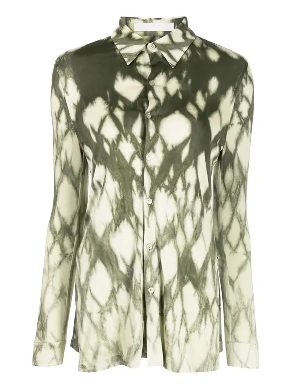 DION LEE Shibori Miter Placket Shirt - Green