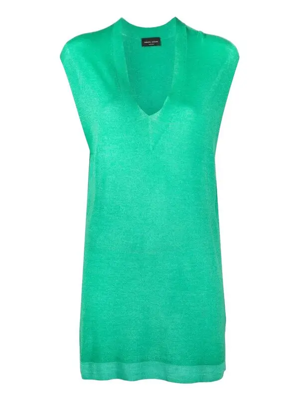 ROBERTO COLLINA V-neck Sleeveless Sweater - Green