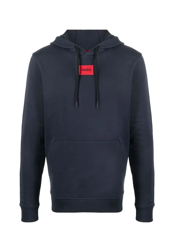 Hugo Logo-patch Detail Hoodie - Blue
