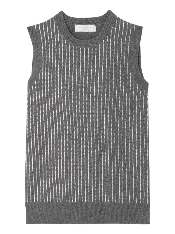 Michael Kors Crystal-embellished Cashmere Tank - Gray