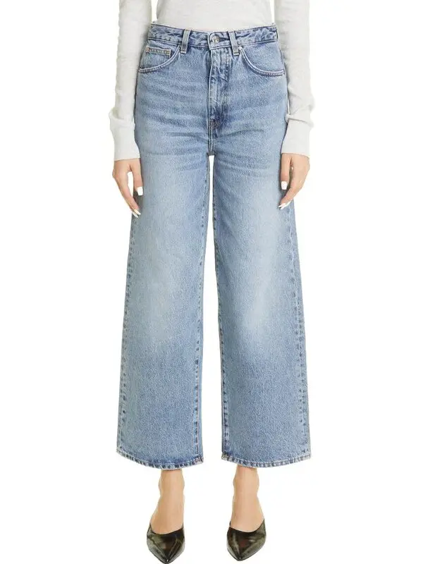 TOTEME Rigid Organic Cotton Flare Leg Jeans - Worn Blue