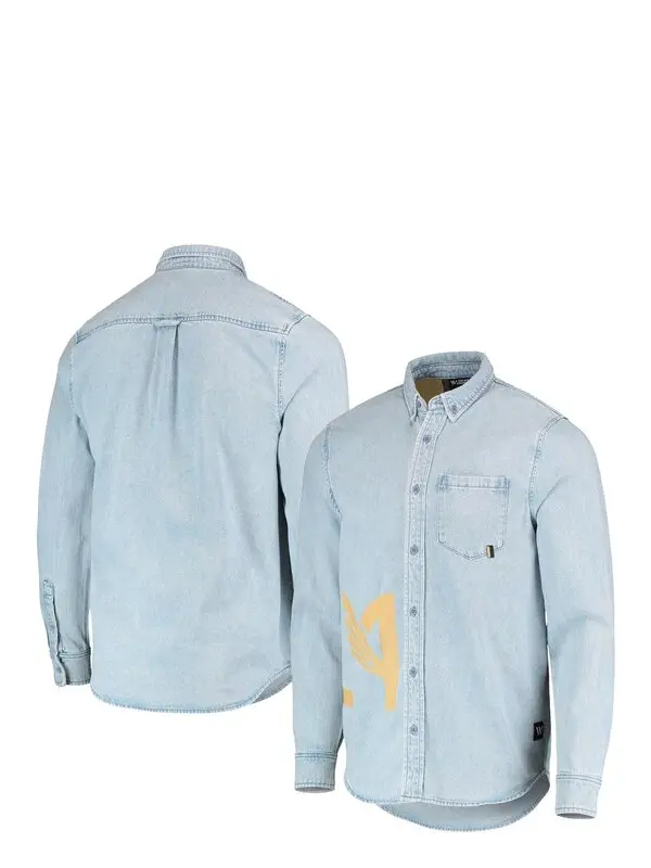 THE WILD COLLECTIVE Lafc Denim Button-down Long Sleeve Shirt - Blue
