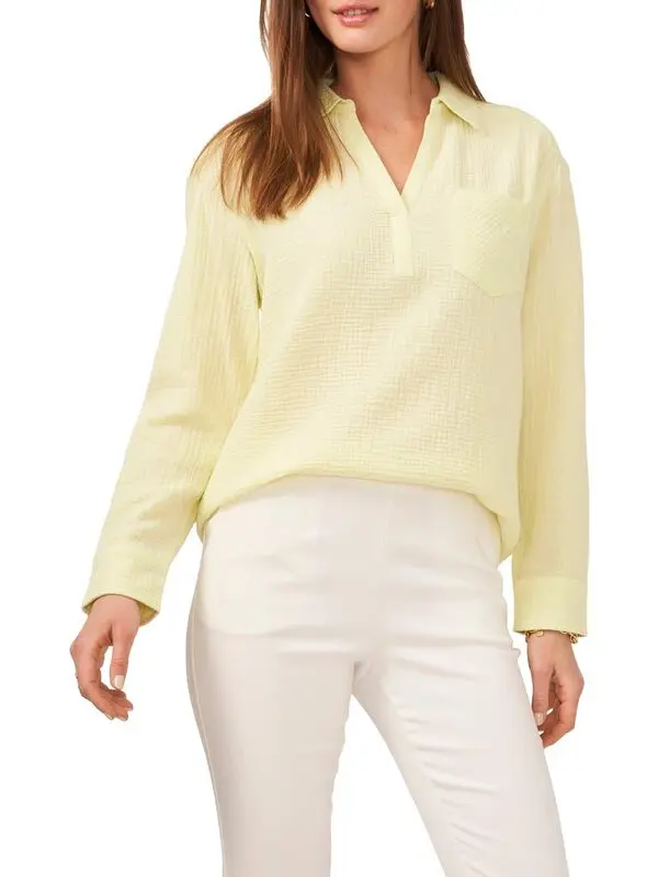 Chaus V-neck Collared Blouse - Citrus Yellow