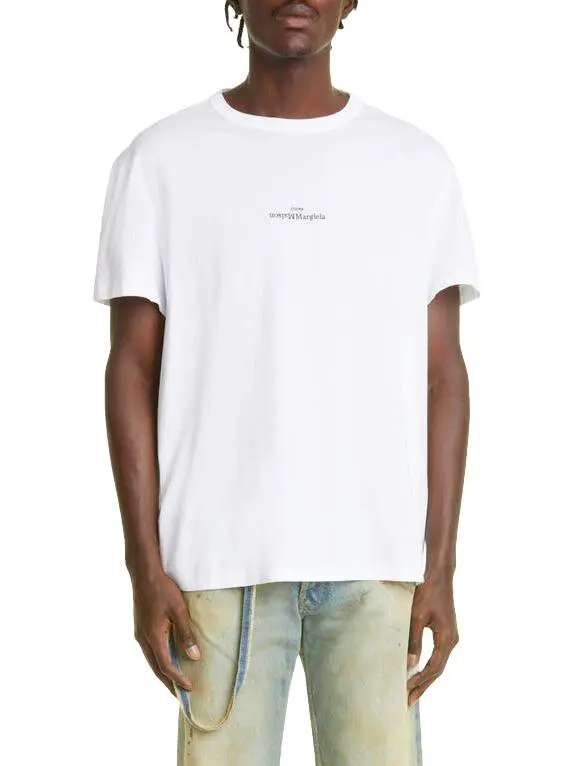 MAISON MARGIELA Upside Down Cotton Logo T-shirt - White X Black