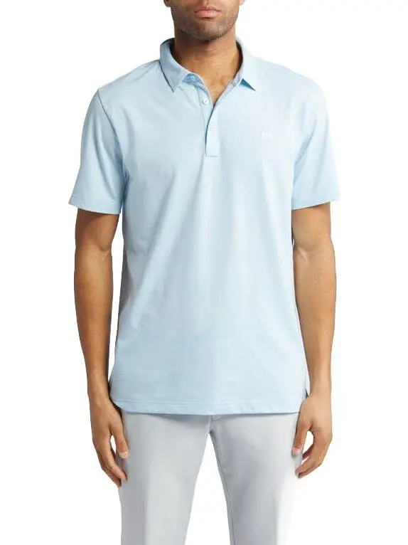 Travis Mathew The Heater Solid Short Sleeve Performance Polo - Heather Dream Blue