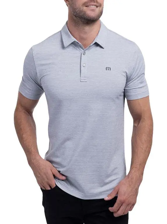 Travis Mathew The Heater Solid Short Sleeve Performance Polo - Heather Microchip