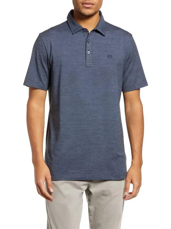 Travis Mathew The Heater Solid Short Sleeve Performance Polo - Vintage Indigo/black