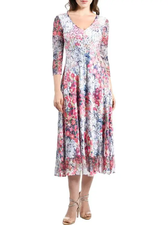 Komarov Floral Cocktail Midi Dress - Azalea