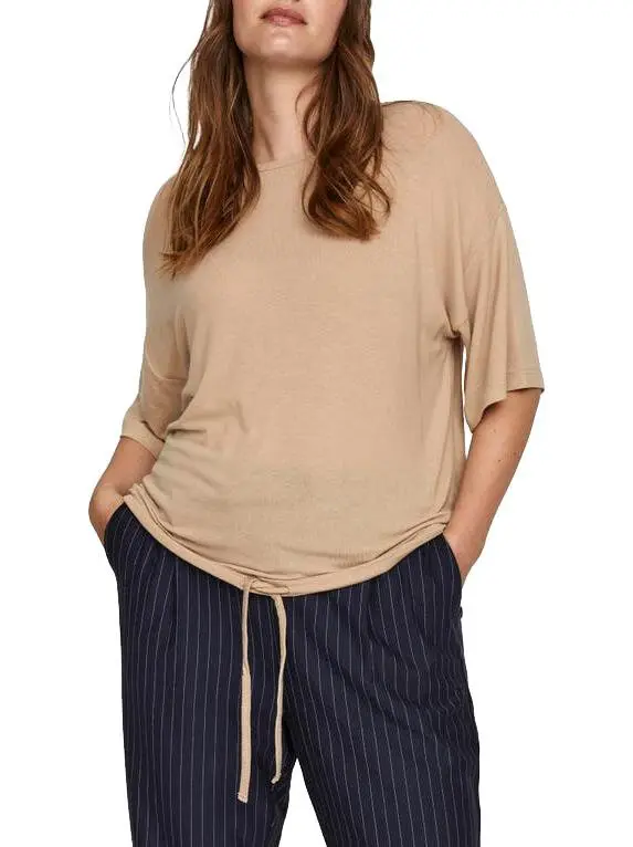 VERO MODA CURVE Short Sleeve Drawstring Hem Top - Nomad
