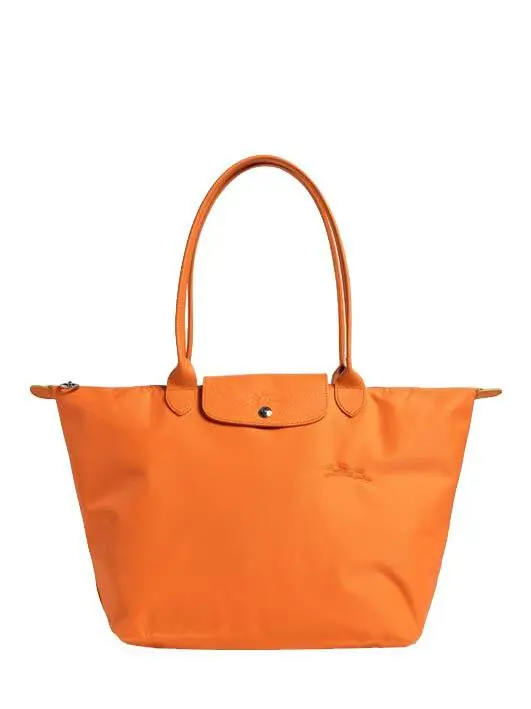 Longchamp Le Pliage Green Recycled Canvas Large Shoulder Tote - Orange