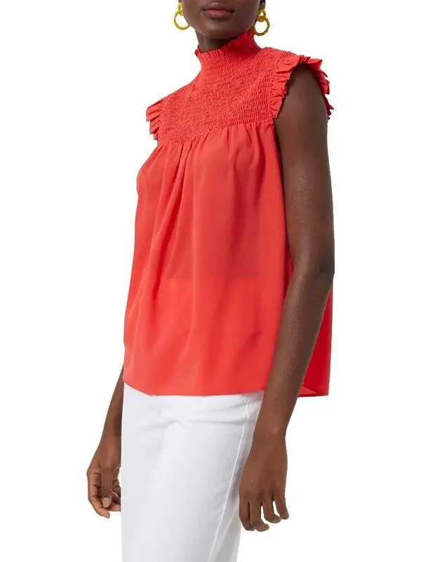 French Connection Boza Smocked Top - Hibiscus