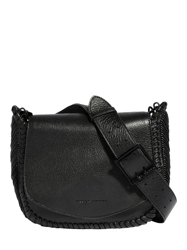 AIMEE All For Love Leather Crossbody Bag - Black With Shiny Black