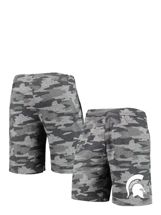 CONCEPTS SPORT Michigan State Spartans Camouflage Lounge Shorts - Charcoal
