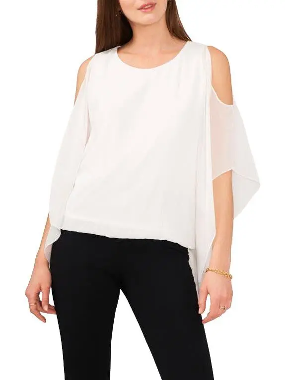 Chaus Cold Shoulder Cape Sleeve Blouse - Ivory