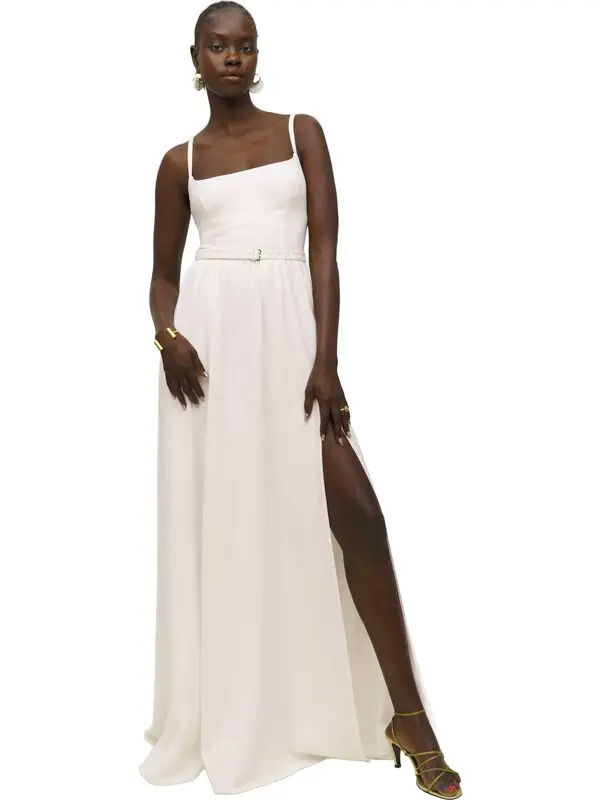 REFORMATION Florina Maxi Dress With Spaghetti Straps And Slit - Ivory