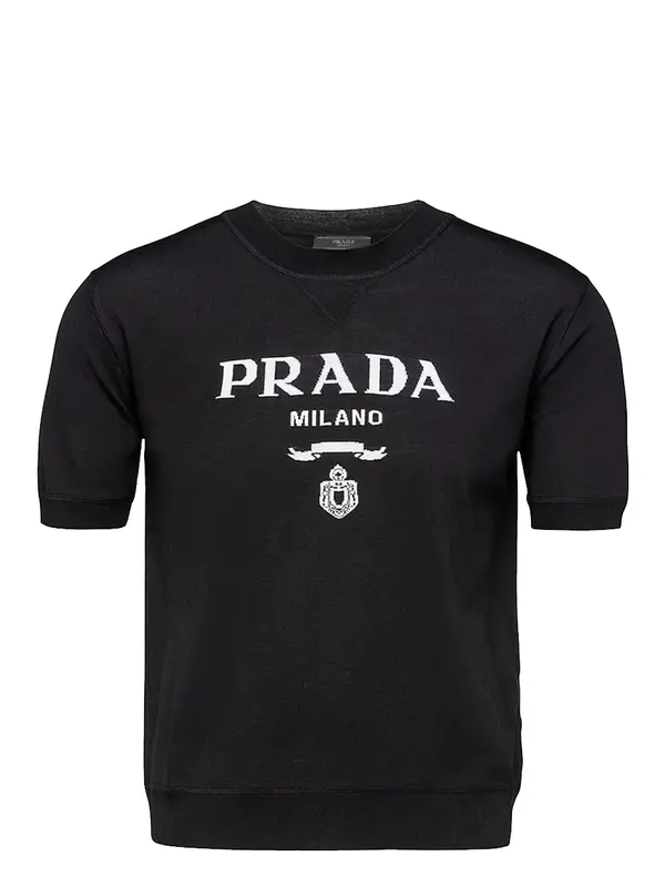 Prada Superfine Wool Logo Sweater - Nero