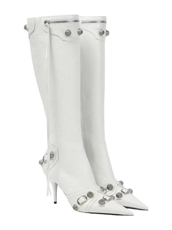 Balenciaga Cagole Knee-high Leather Boots - White