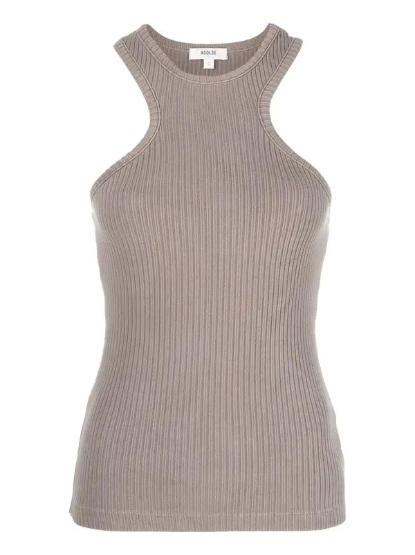 AGOLDE Cutaway Ribbed-knit Top - Neutrals